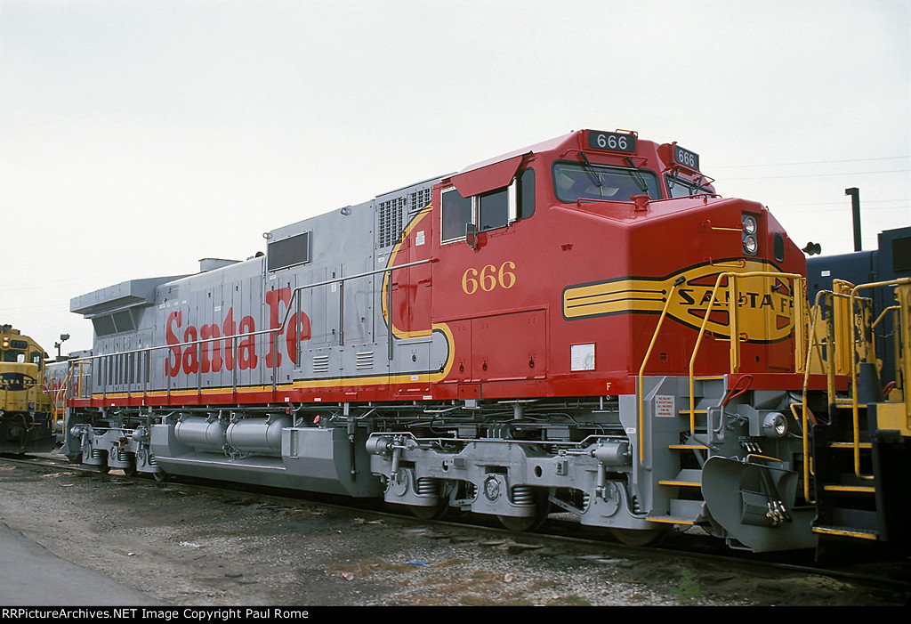 ATSF 666, GE C44-9W, NEW at Corwith Yard